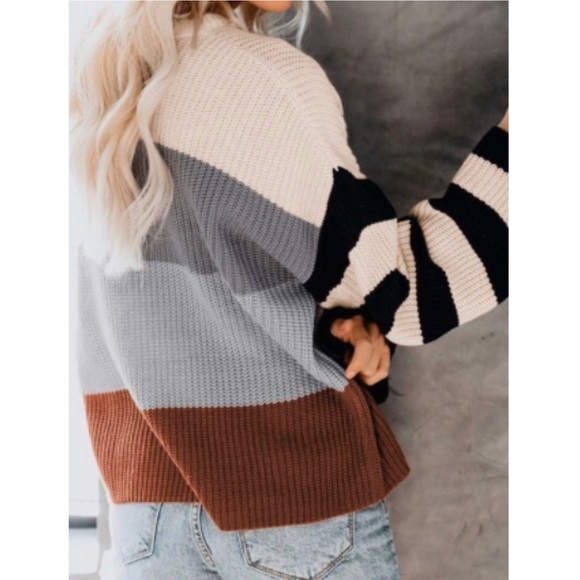 Sweaters | 1 Leftgray Color Block Oversized Knit Sweater | Poshmark